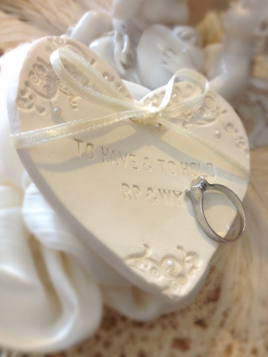 Custom- Classic Heartshape Wedding Ring Bearer Bowl With Pearls, Custom ...